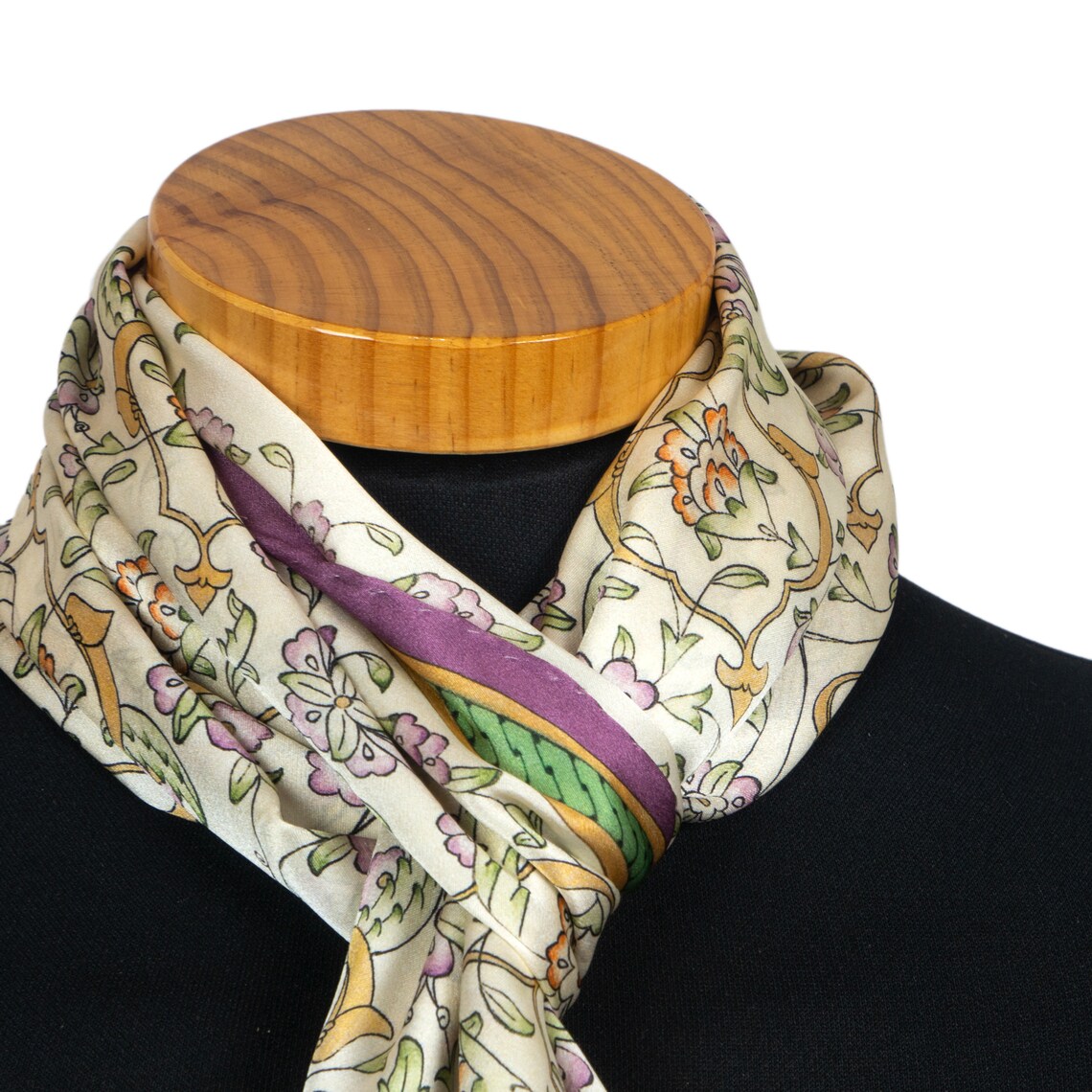 Satin Silk Scarf With Floral Print Hand Painted Pattern - Etsy