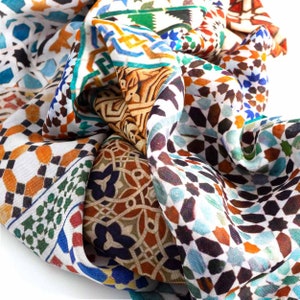 Colorful Scarf Featuring a Collage of Islamic Art Mosaic Tiles From ...