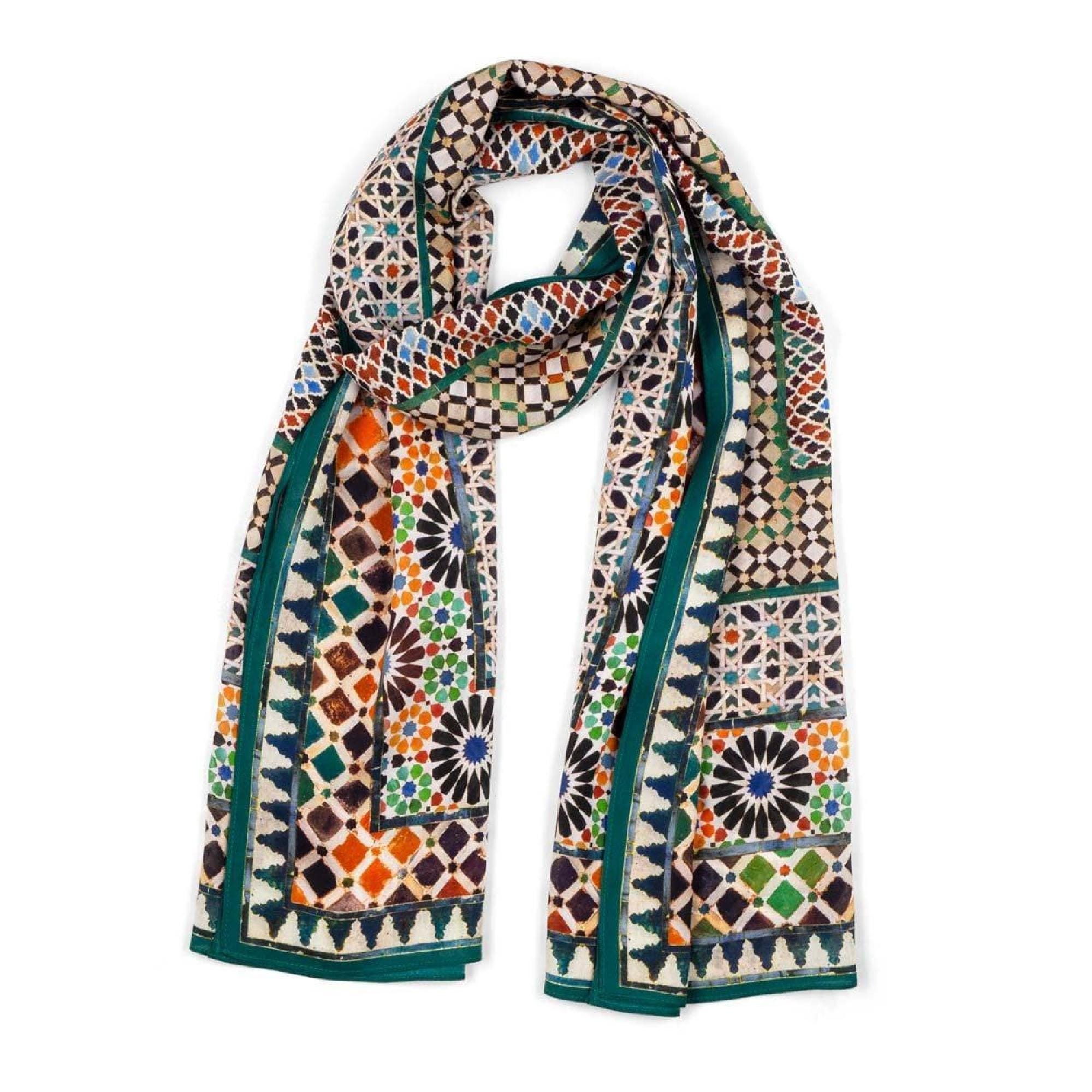 Alhambra Palace Tiles Inspired Scarf, Multicolored Neck Scarf Featuring ...