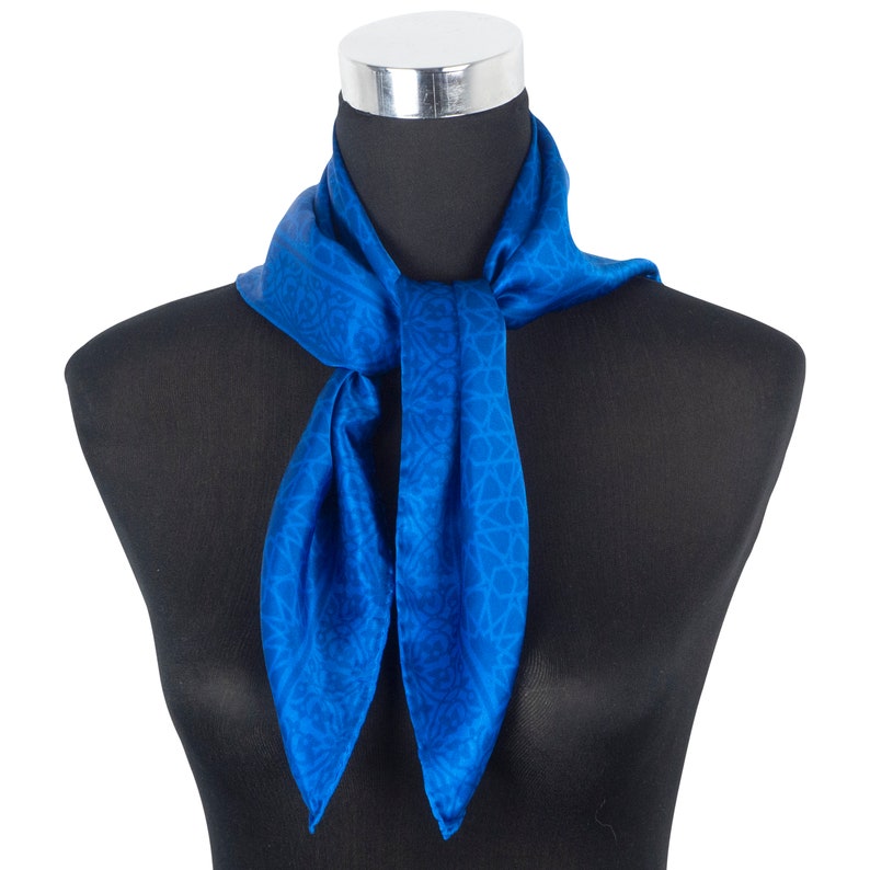 Blue Square Scarf With Islamic Art Print Inspired by the Mosaic Tiles ...
