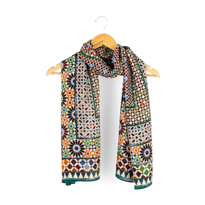 Alhambra Palace Tiles Inspired Scarf, Multicolored Neck Scarf Featuring ...