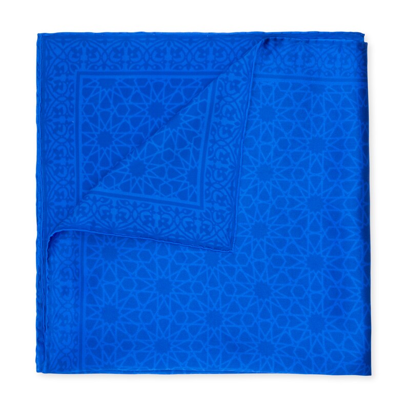 Blue Square Scarf With Islamic Art Print Inspired by the - Etsy