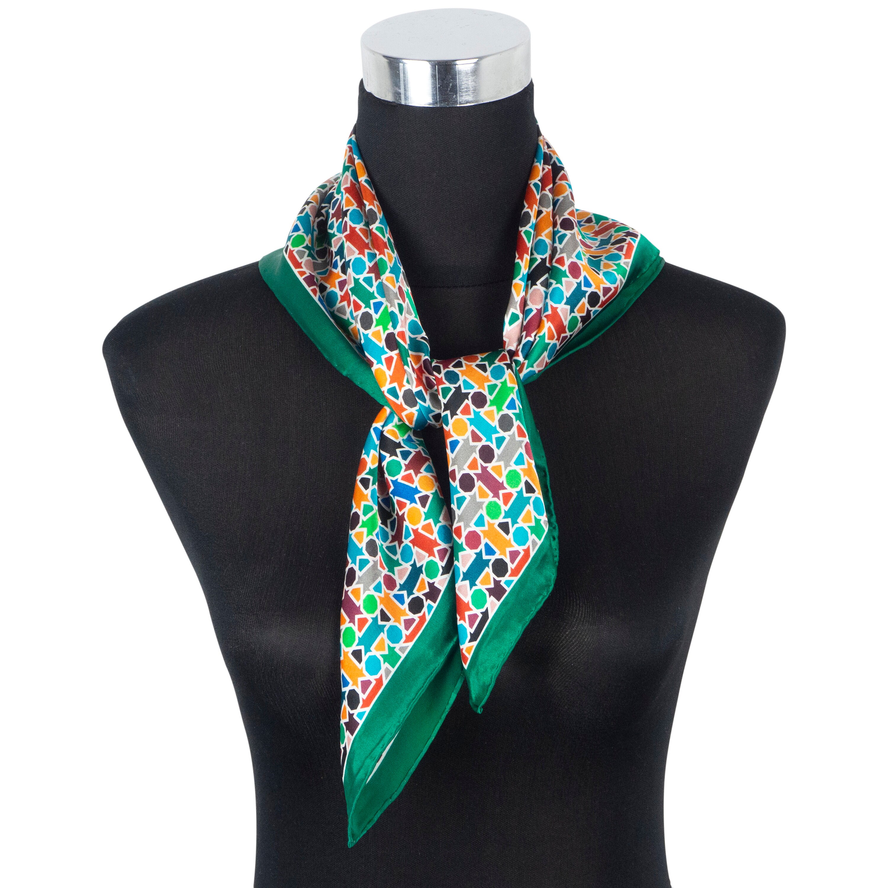 Square Silk Scarf With Multi Color Geometric Pattern Silk - Etsy