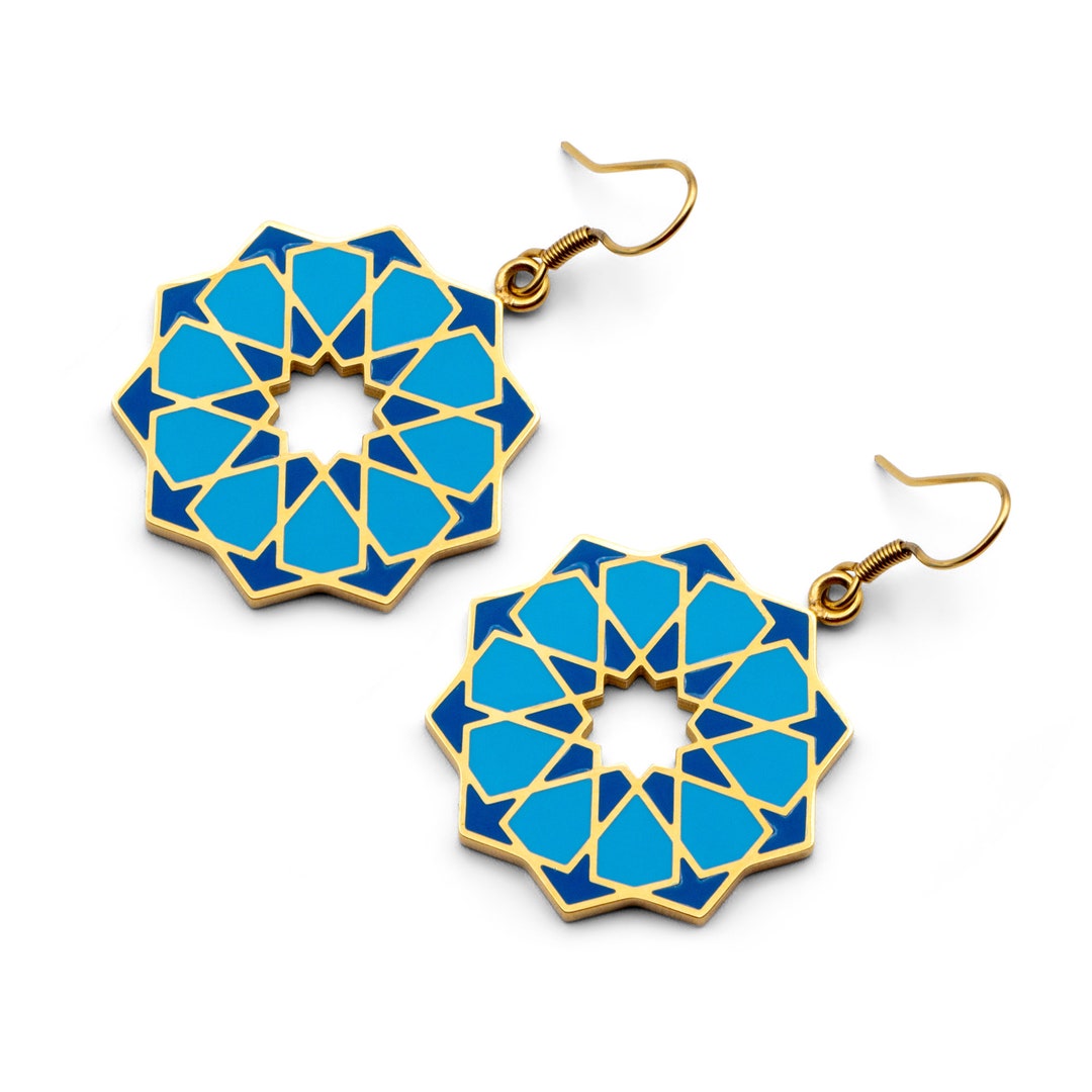 Star Earrings With Moroccan Tile Art Pattern, Alhambra of Granada ...