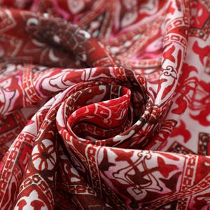 Red Silk Scarf With Islamic Art Inspiration | Ottoman Geometric Design ...