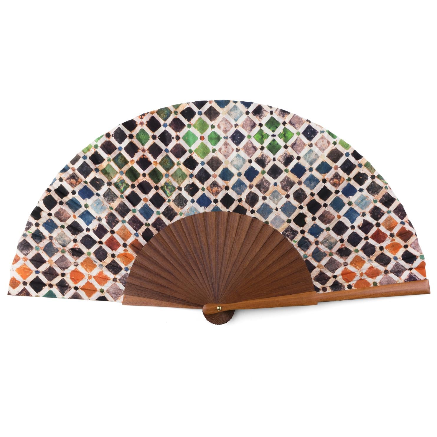 Handcrafted Silk Fan With Islamic Art-inspired Geometric Pattern, 100% ...
