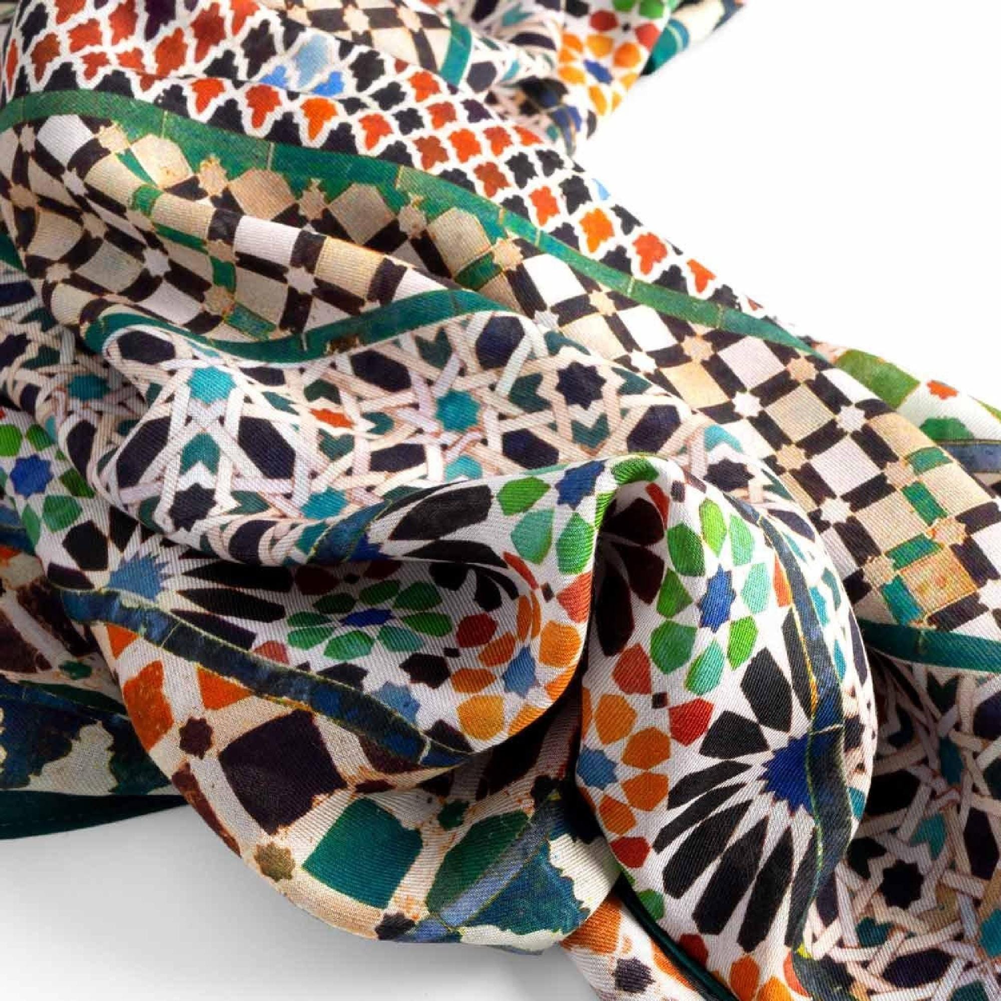 Alhambra Palace Tiles Inspired Scarf, Multicolored Neck Scarf Featuring ...