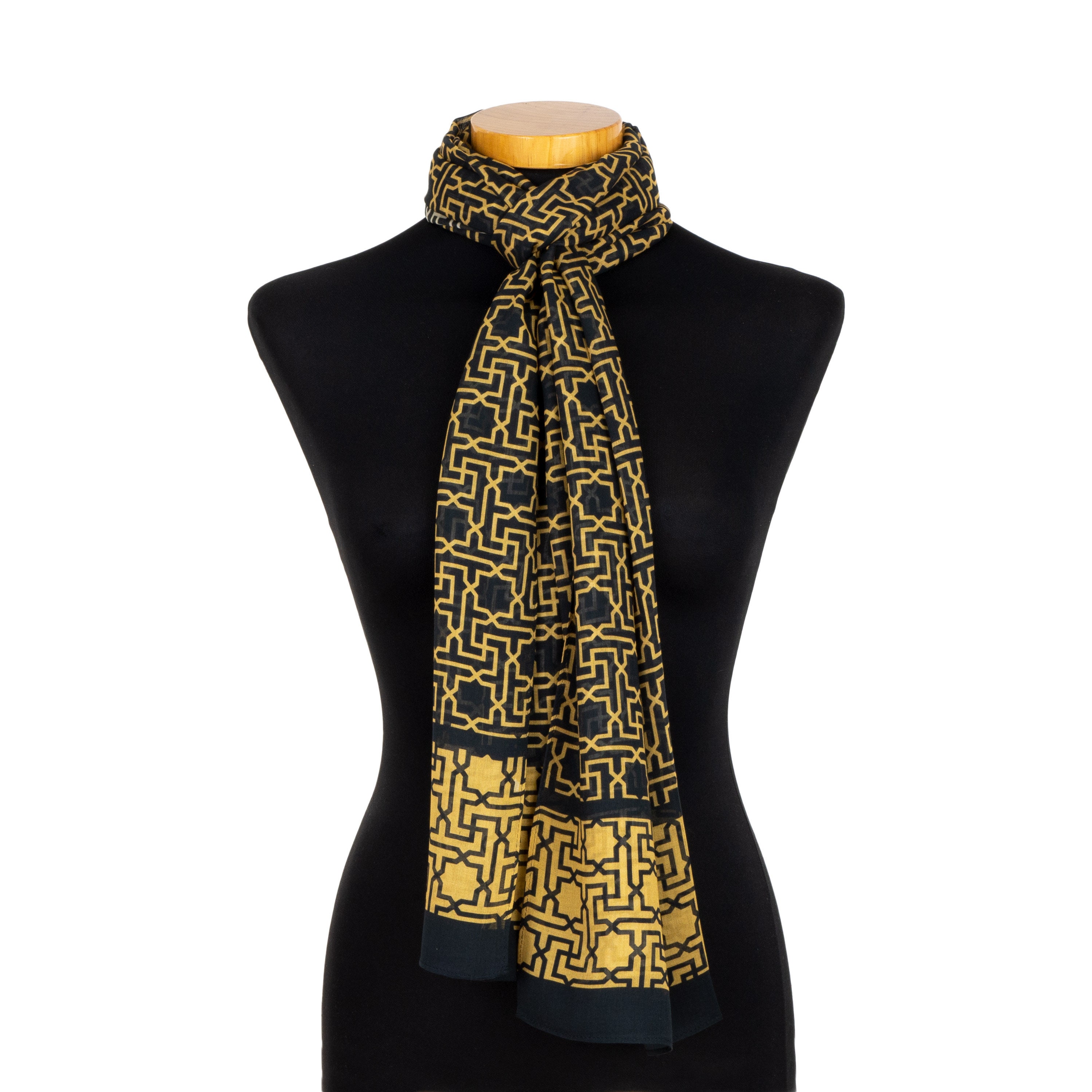 Black and Gold Scarf Featuring an Islamic Art Print Inspired by the ...