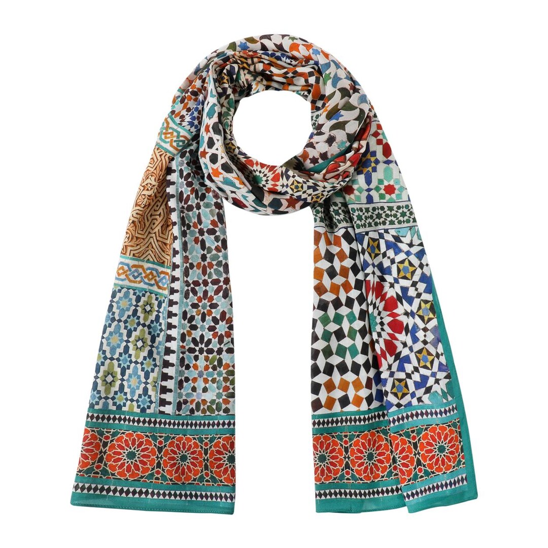 Colorful Scarf Featuring a Collage of Islamic Art Mosaic Tiles From ...