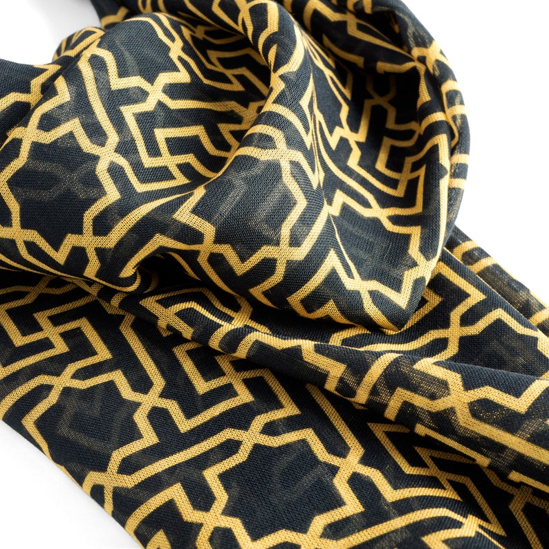 Black and Gold Scarf Featuring an Islamic Art Print Inspired by the ...