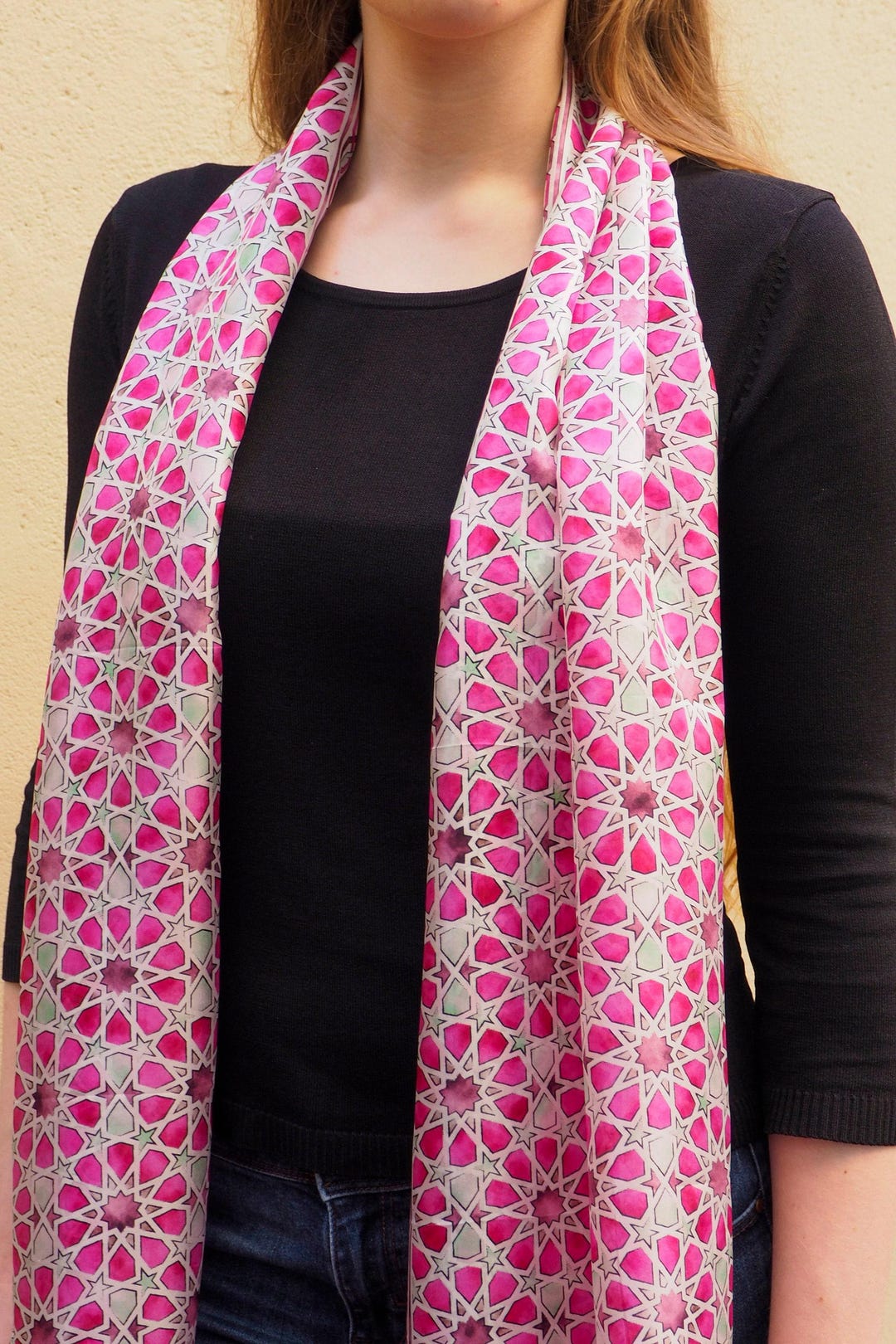 Mulberry Silk Scarf Inspired by Spanish Tiles From the Alhambra of ...