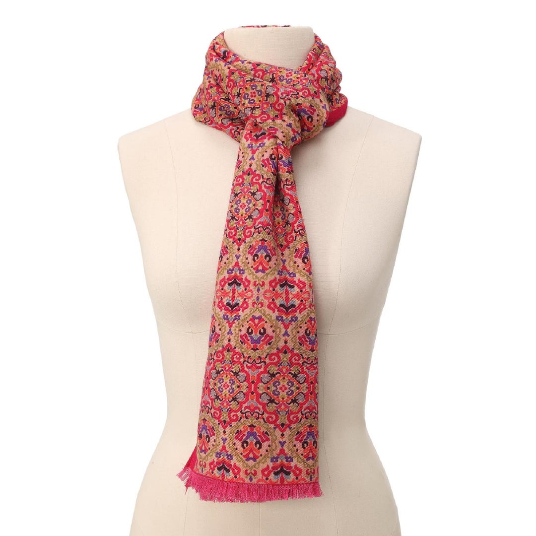 Moroccan Scarf of Wool and Silk Blend, Doubled Sided Wool Scarf Wrap ...