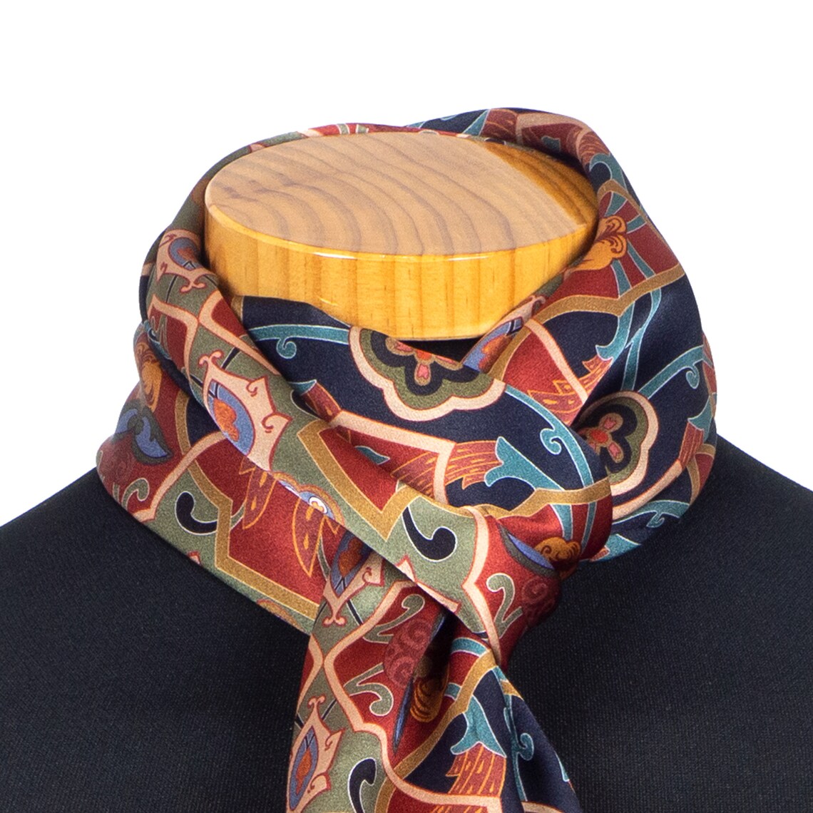 Colorful Silk Neck Scarf With Geometric and Flowers Print - Etsy