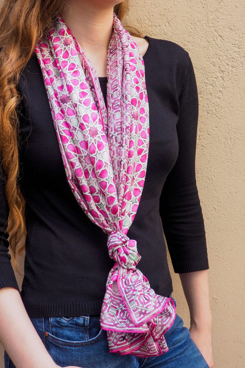 Mulberry Silk Scarf Inspired by Spanish Tiles From the Alhambra of ...