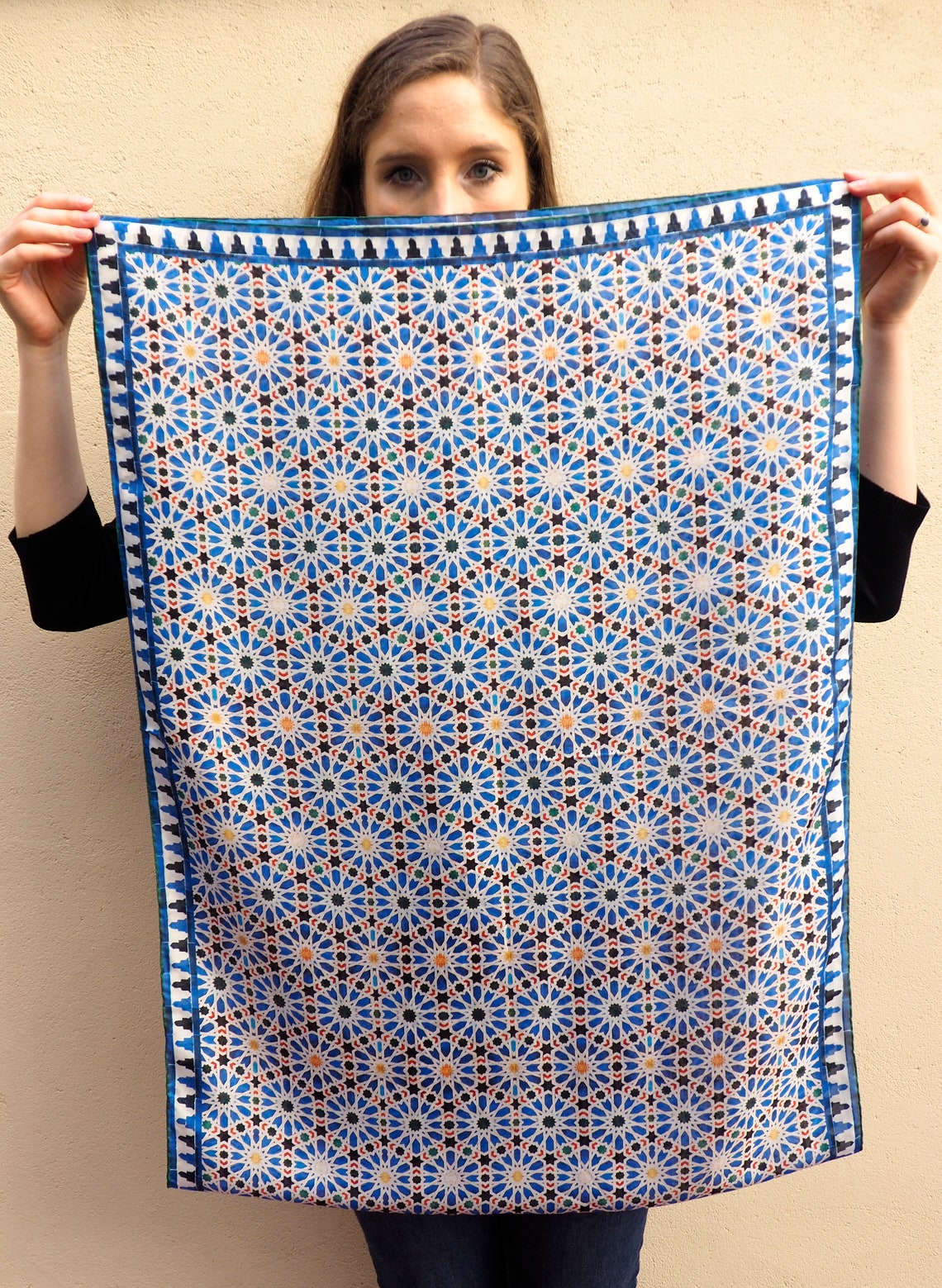 Silk Scarf for Women Inspired by Moroccan Tiles 71x25 Large | Etsy