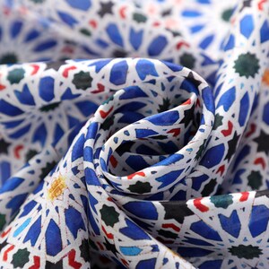 Silk Head Scarf for Women, Geometric Print Hair Wrap, Inspired by ...