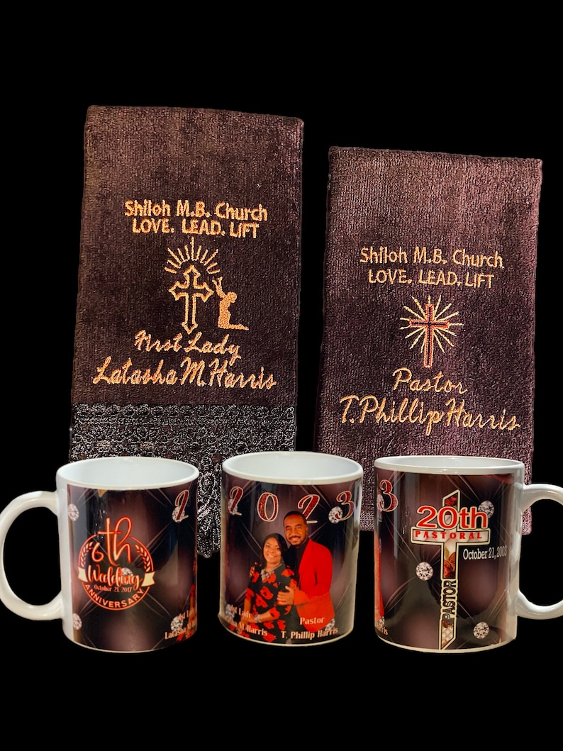 Personalized Pastor Anniversary Gift Set: Embroidered Towel & Custom ...