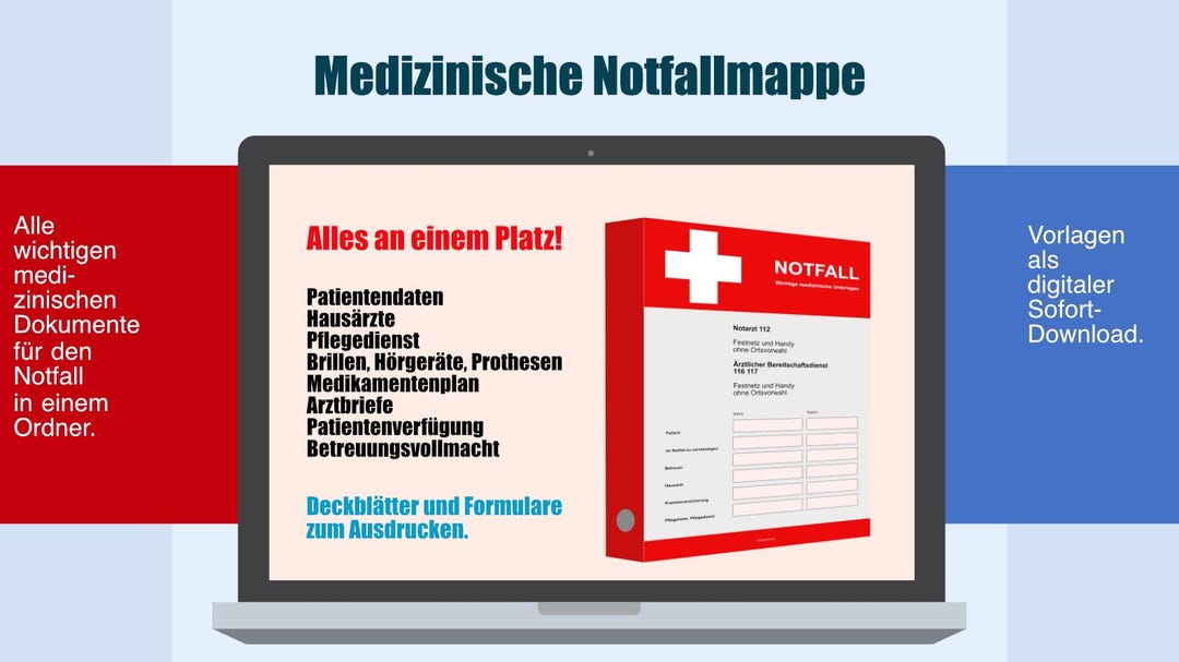 Medical Emergency Folder, Emergency Folder as a PDF File for Self ...