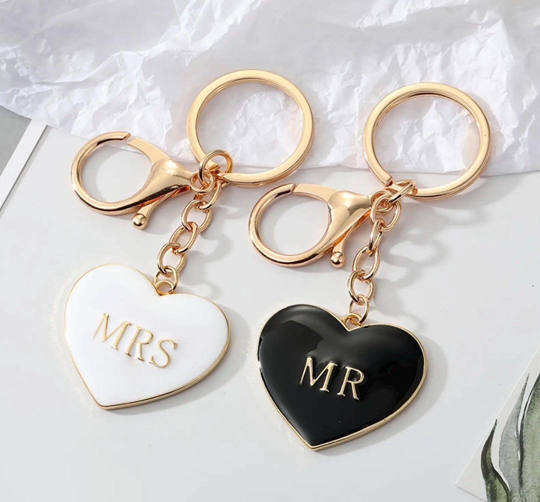 Mr. and Mrs. Keychains, Charm, Keychain Charm, Bag Charm, Newlywed Gift ...