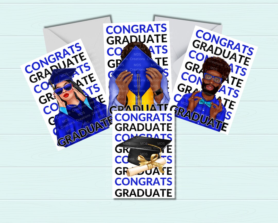 African American Graduation Card Bundle, Melanin Greeting Card, Black ...