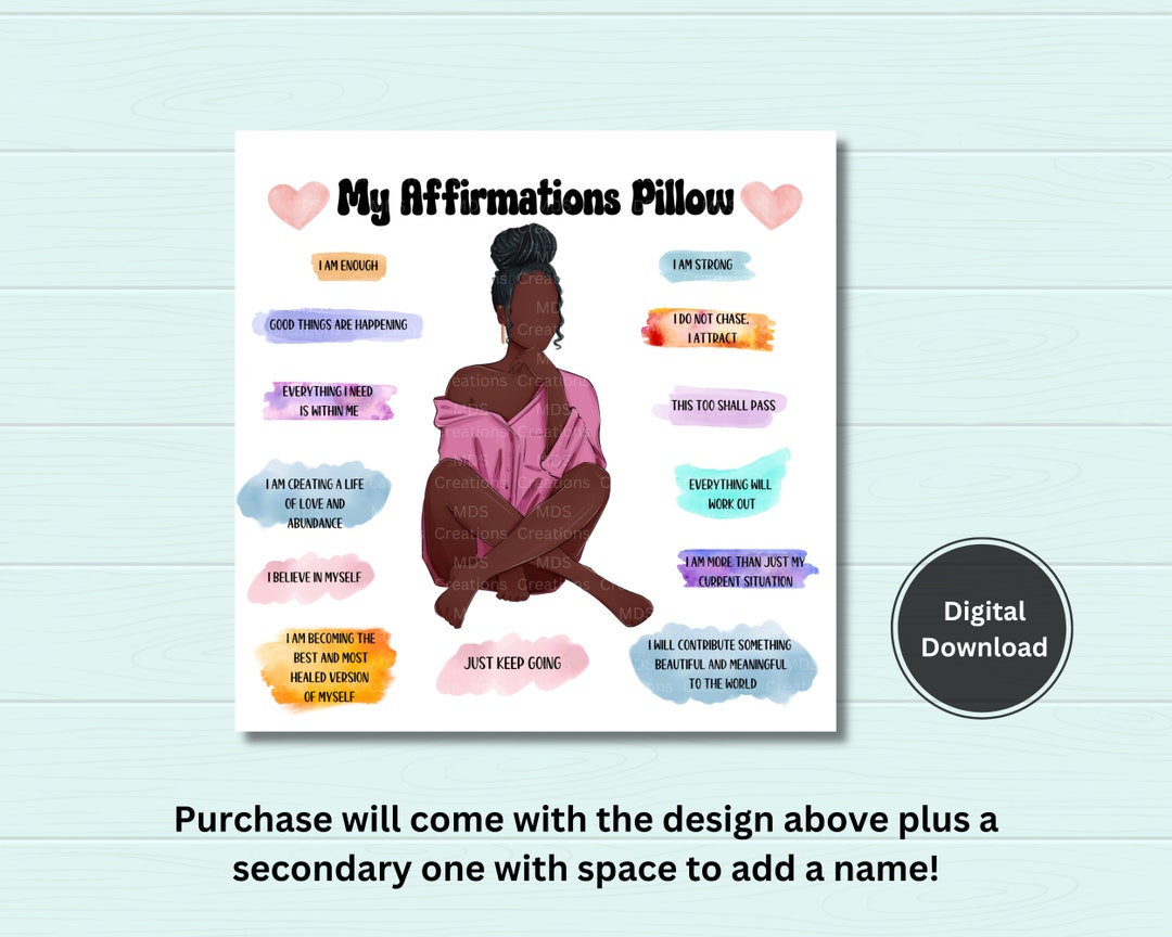 My Affirmations Pillow Png,18x18, Sublimation Template, Digital ...