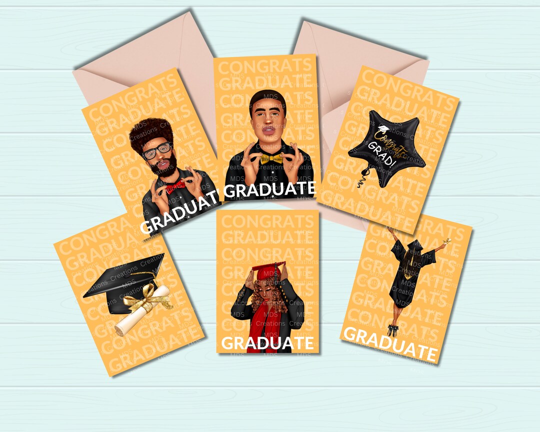 African American Graduation Card Bundle, Melanin Greeting Card, Black ...