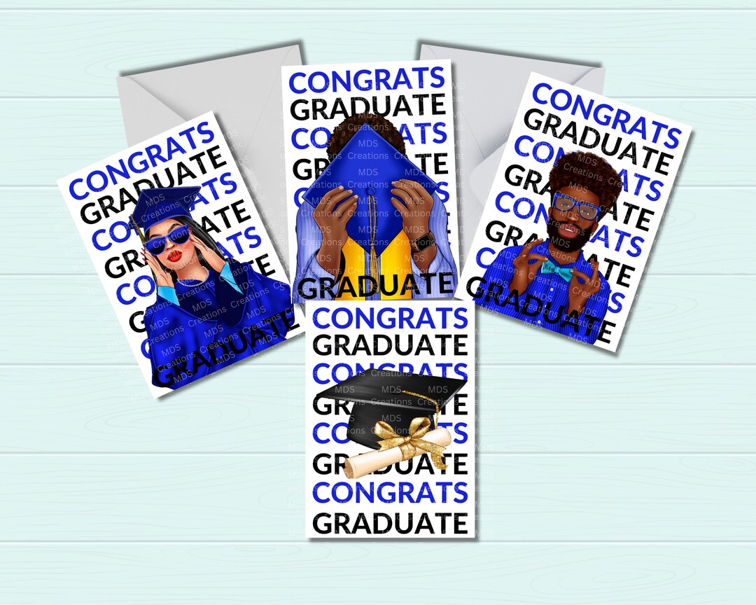 African American Graduation Card Bundle, Melanin Greeting Card, Black ...