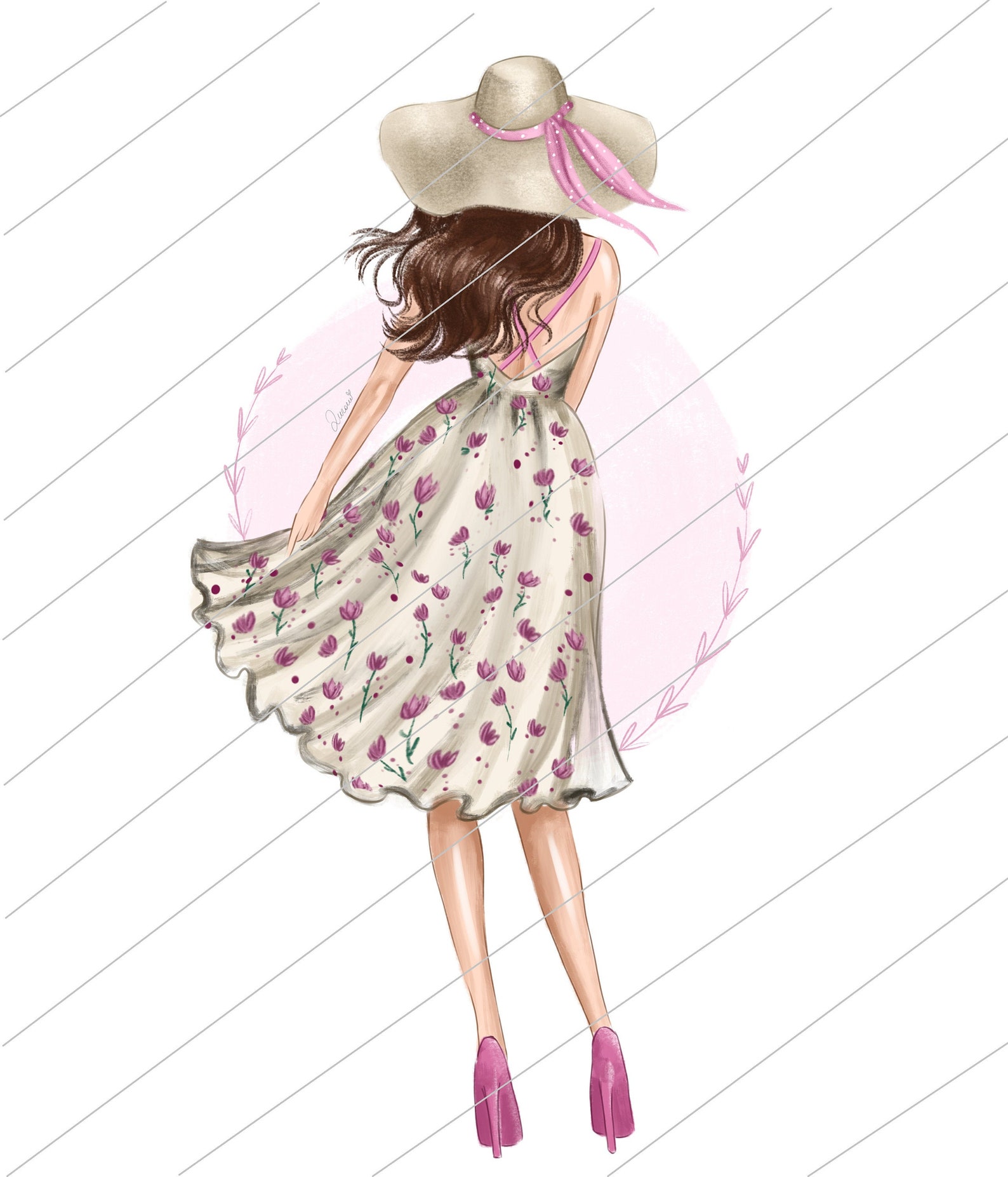 Spring Girl, Illustration, Clipart, Fashion Girl in a Dress - Etsy