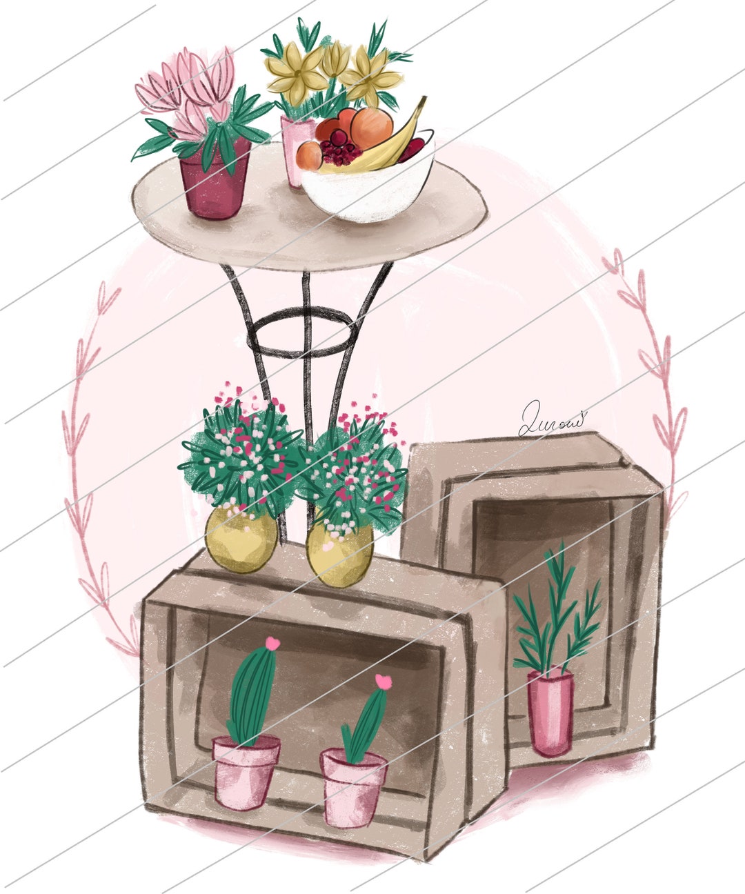 Illustration, Drawing, Icon, Flowertable - Etsy