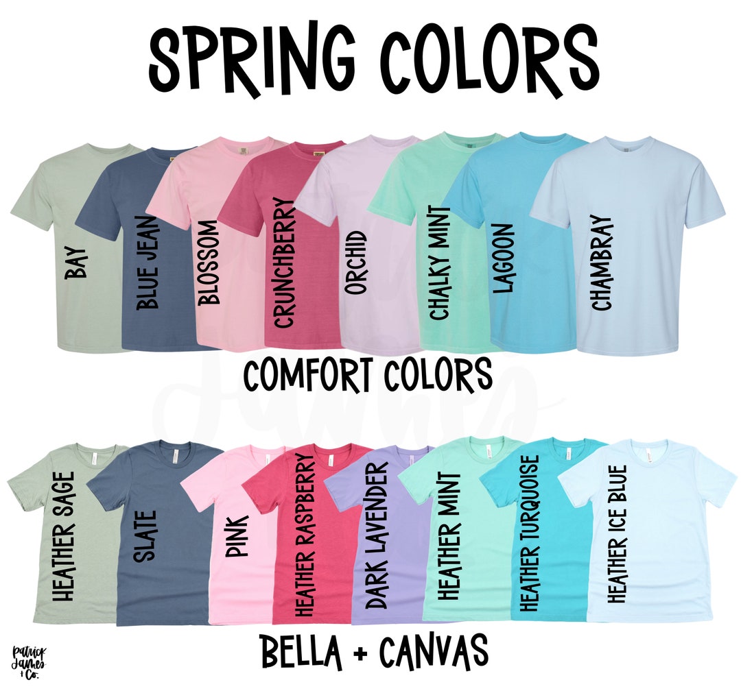Spring Color Chart, Bella + Canvas Color Chart, Comfort Color Color ...
