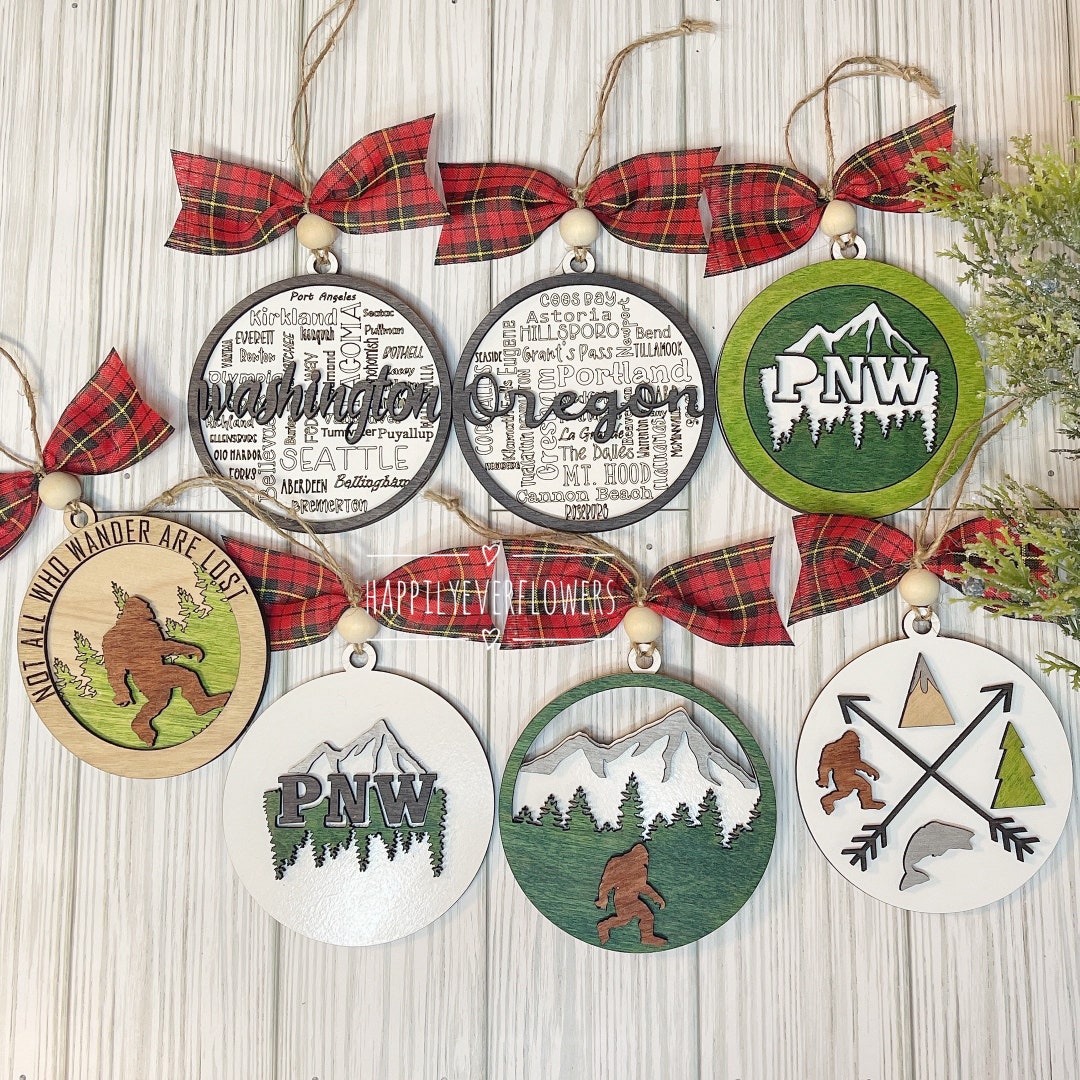 PNW Inspired Ornaments, Pacific Northwest Ornaments, Washington ...