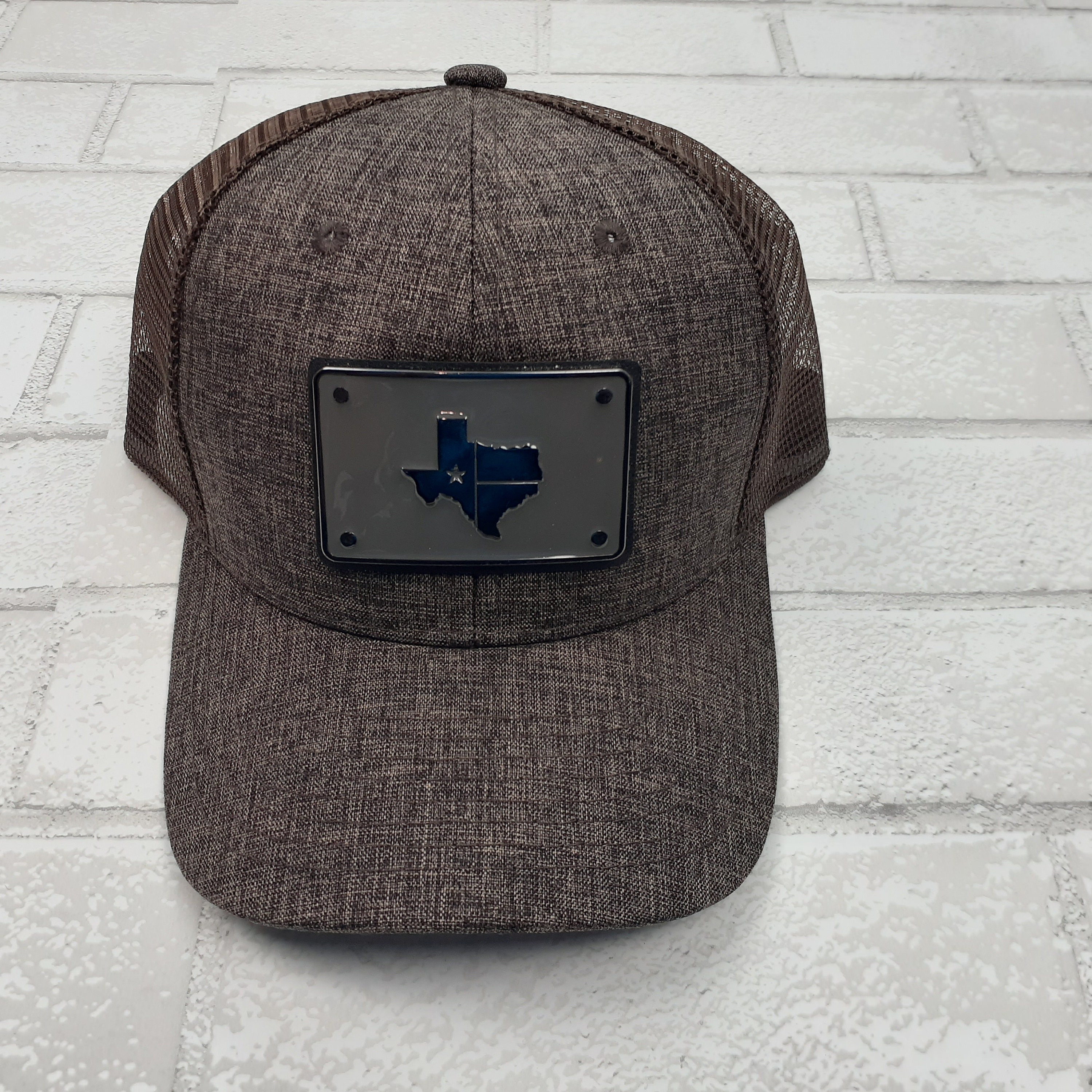 Hat with the map of the state of Texas Metal PlateMesh Back Adjustable ...