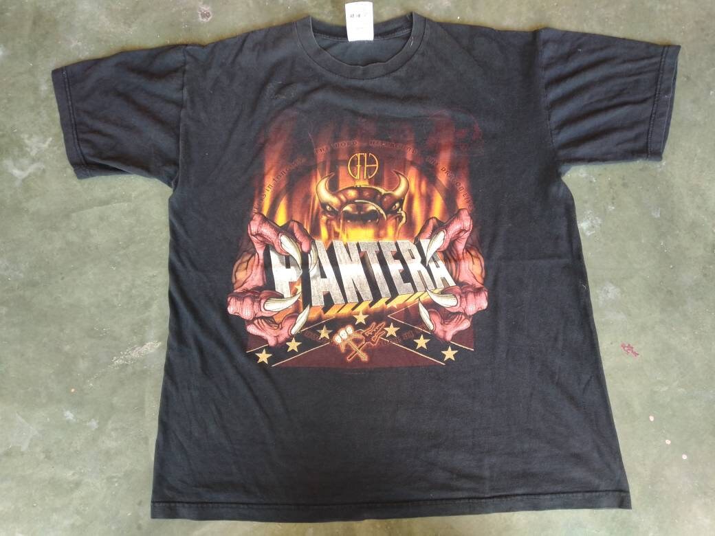 Vintage PANTERA 90's American Band Heavy Metal Black Large T Shirt ...
