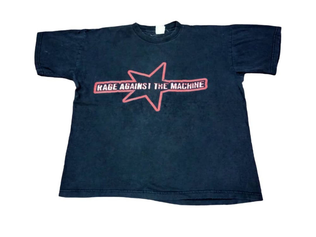 Vintage 90s Rage Against the Machine American Rock Band Black Large T ...
