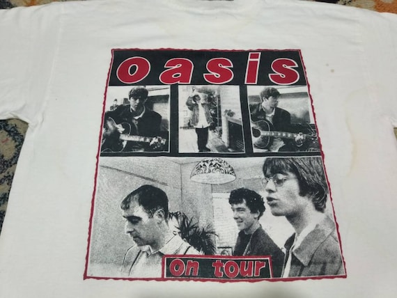 Vintage 90's Oasis English Rock Band White XLarge T S… - Gem