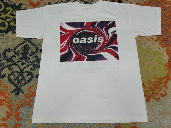 Vintage 90's Oasis English Rock Band White XLarge T S… - Gem