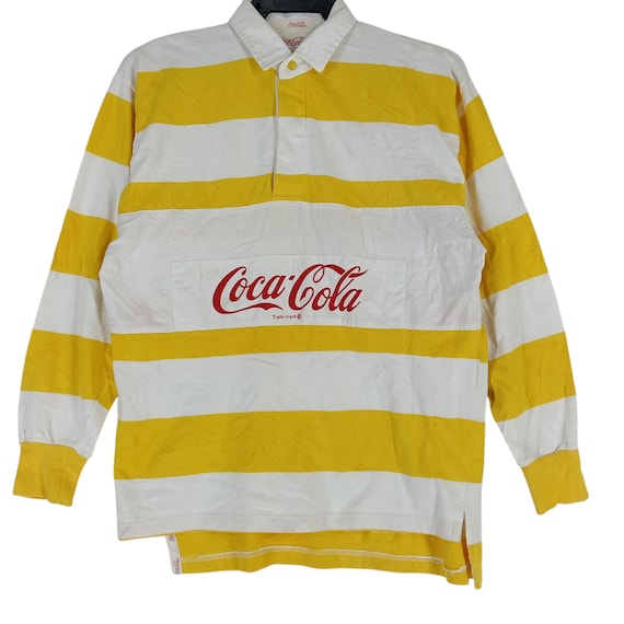 Vintage 1986 Coca Cola Open Yellow Stripe Club Shirt … - Gem