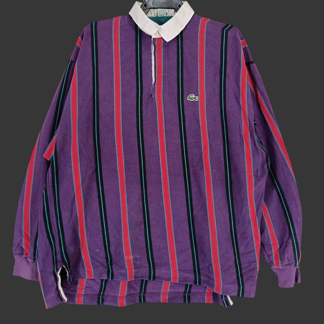 Vintage Chemise Lacoste Stripes Polo Shirt Large 90s Sportswear Lacoste ...