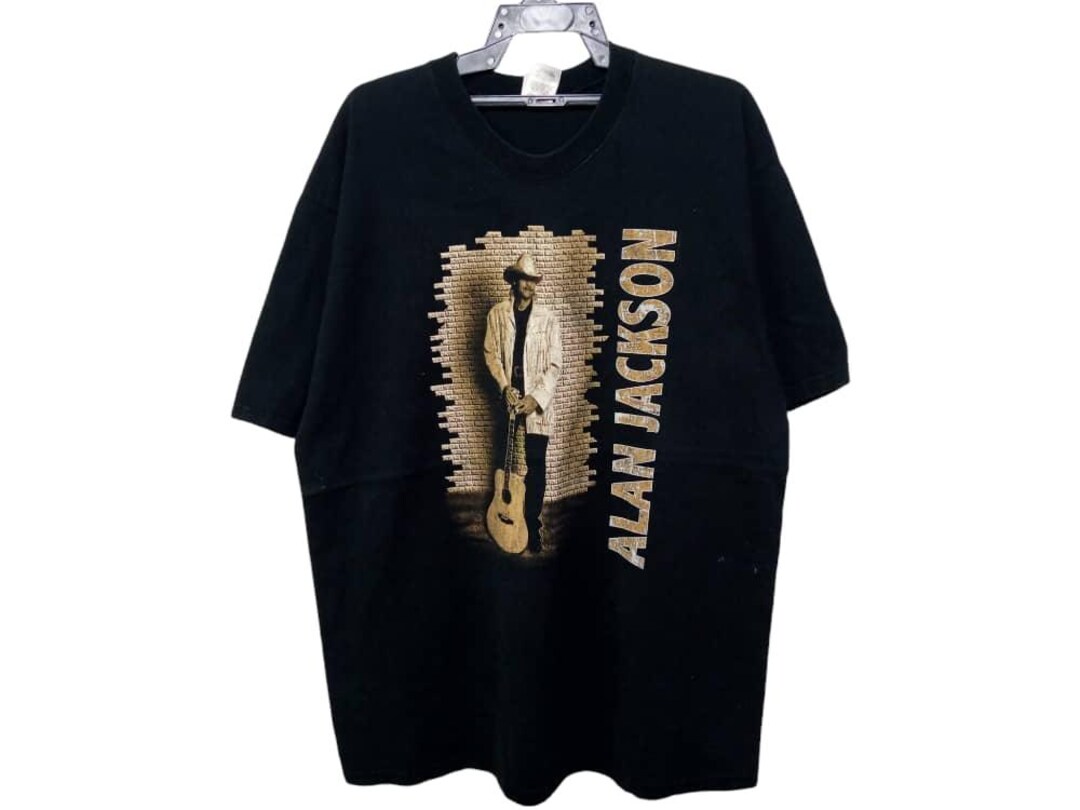 Vintage 90's Alan Jackson American Black T Shirt Singer Songwriter 1990 ...