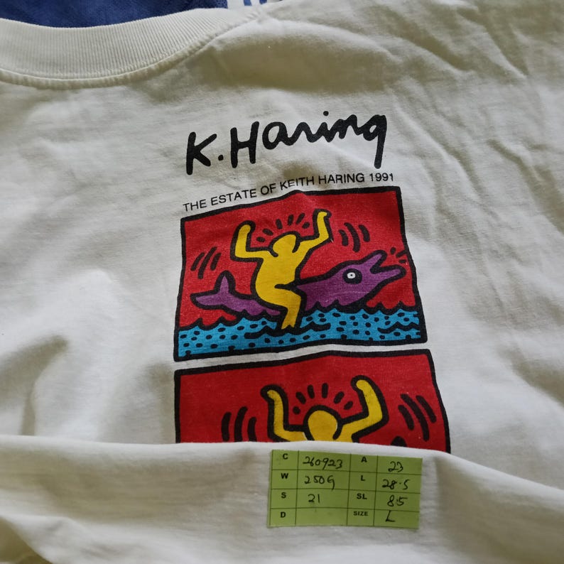 Vintage 90's Keith Haring Dolphin Pop Art Tshirt Large K.haring Artwork ...