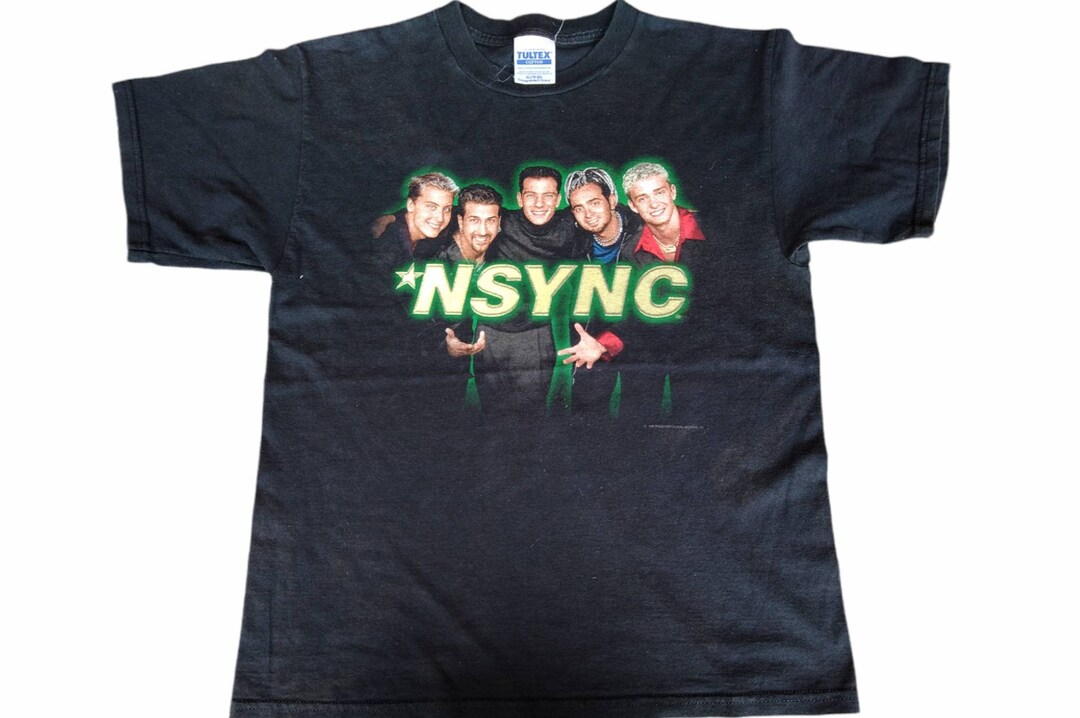 Vintage 90's Nsync American Boy Band Black XL Youth T Shirt World Tour ...