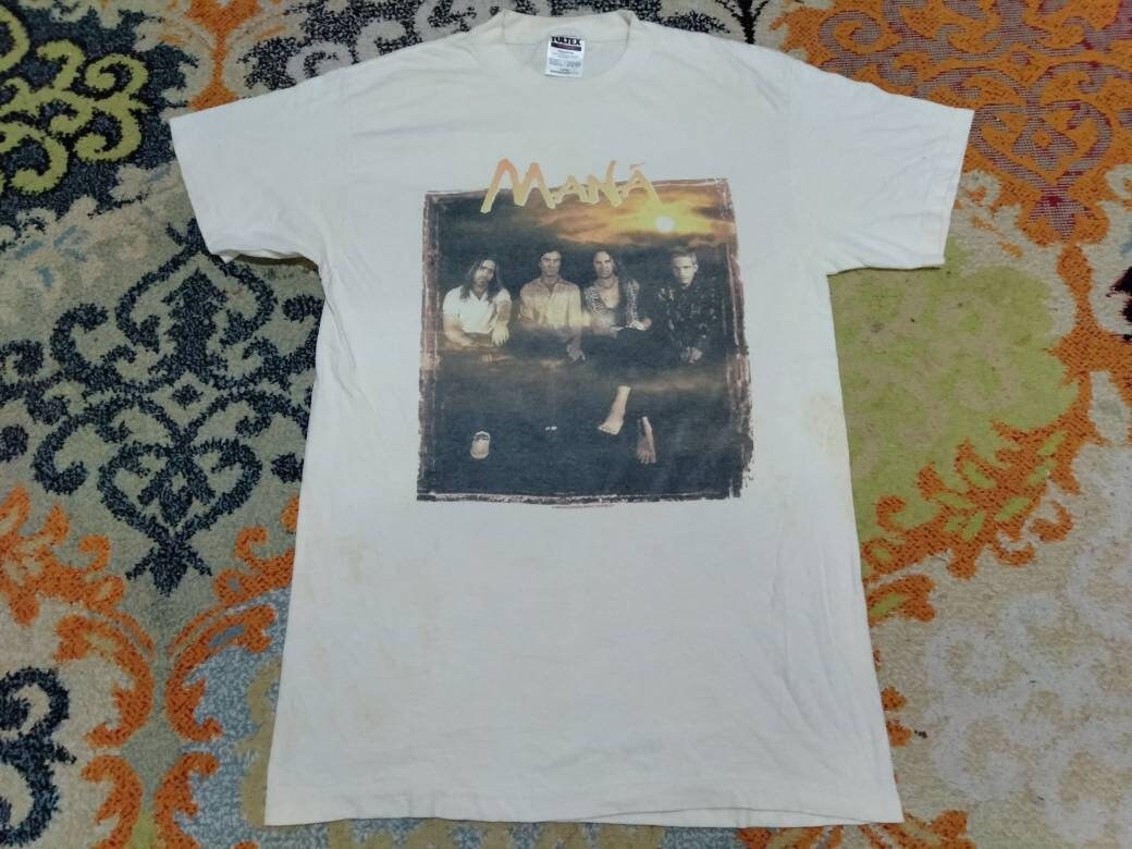 Vintage Mana Mexican Pop Band Yellow Large T Shirt Tees Mana Band ...