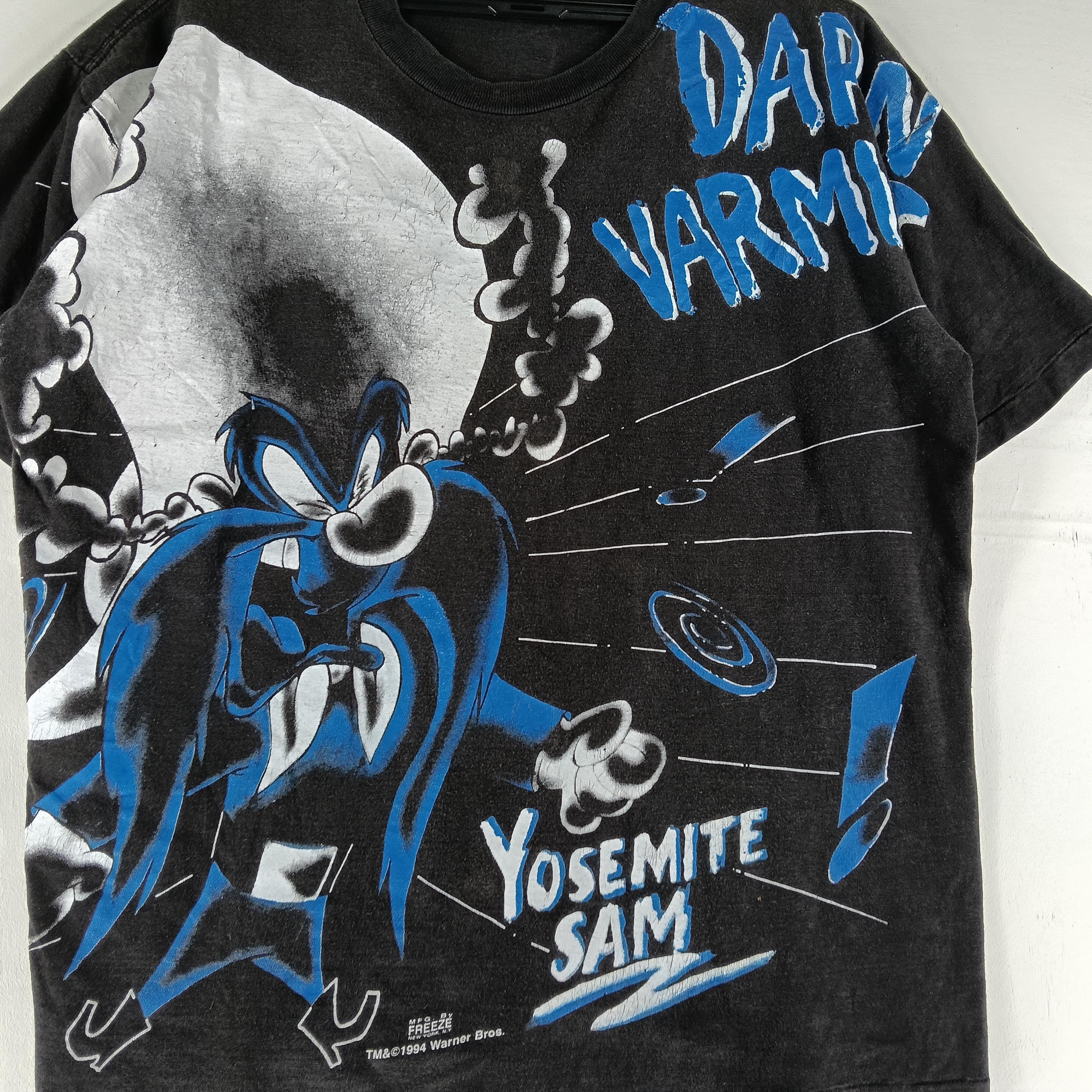 Vintage 90's Cartoon Network Yosemite Sam Overprint Black Large T Shirt ...