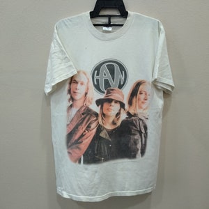 Vintage 90's Hanson American Pop Group Band White Medium T Shirt Band ...