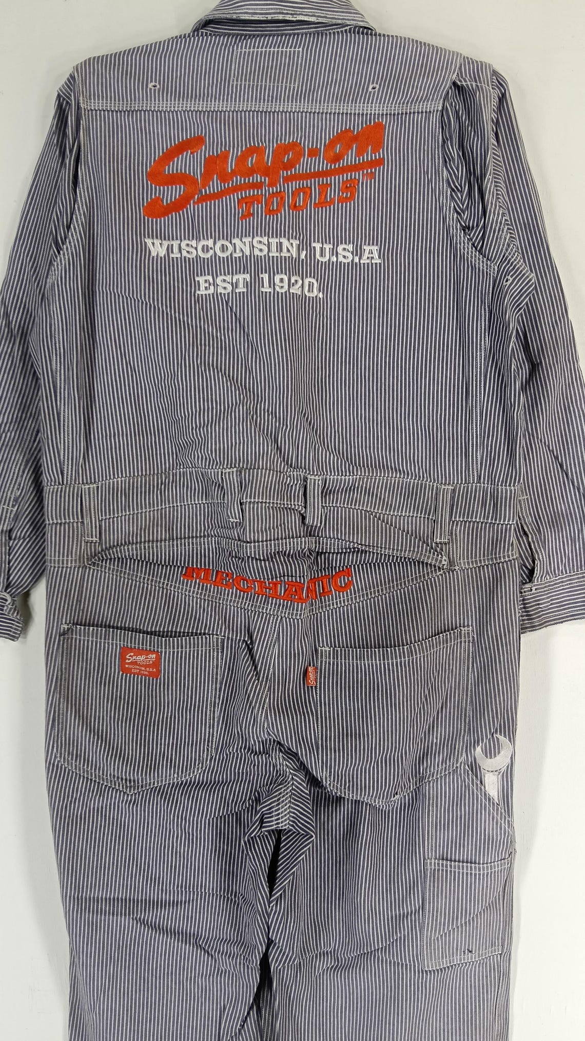 Vintage 90s Snap on Hickory Distressed Coveralls Large Racing Snap on ...