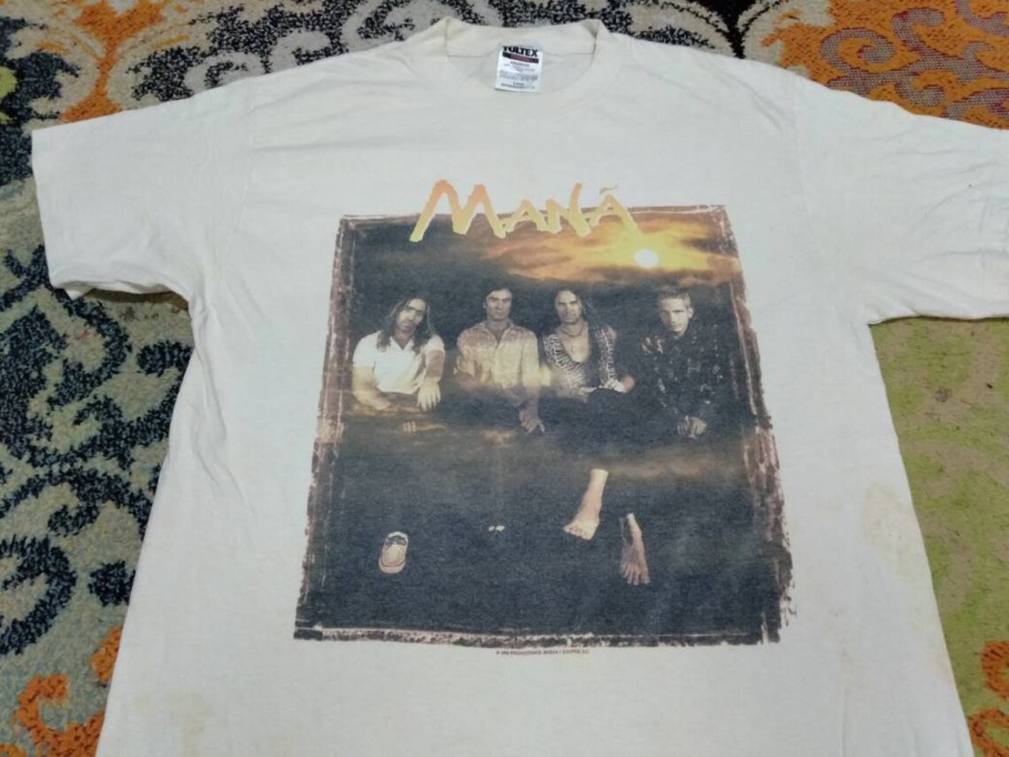 Vintage Mana Mexican Pop Band Yellow Large T Shirt Tees Mana Band ...