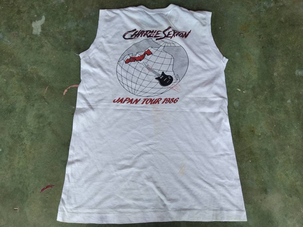 Vintage 80s Charlie Sexton American Guitarists Singer Songwriter Medium White T Shirt Short