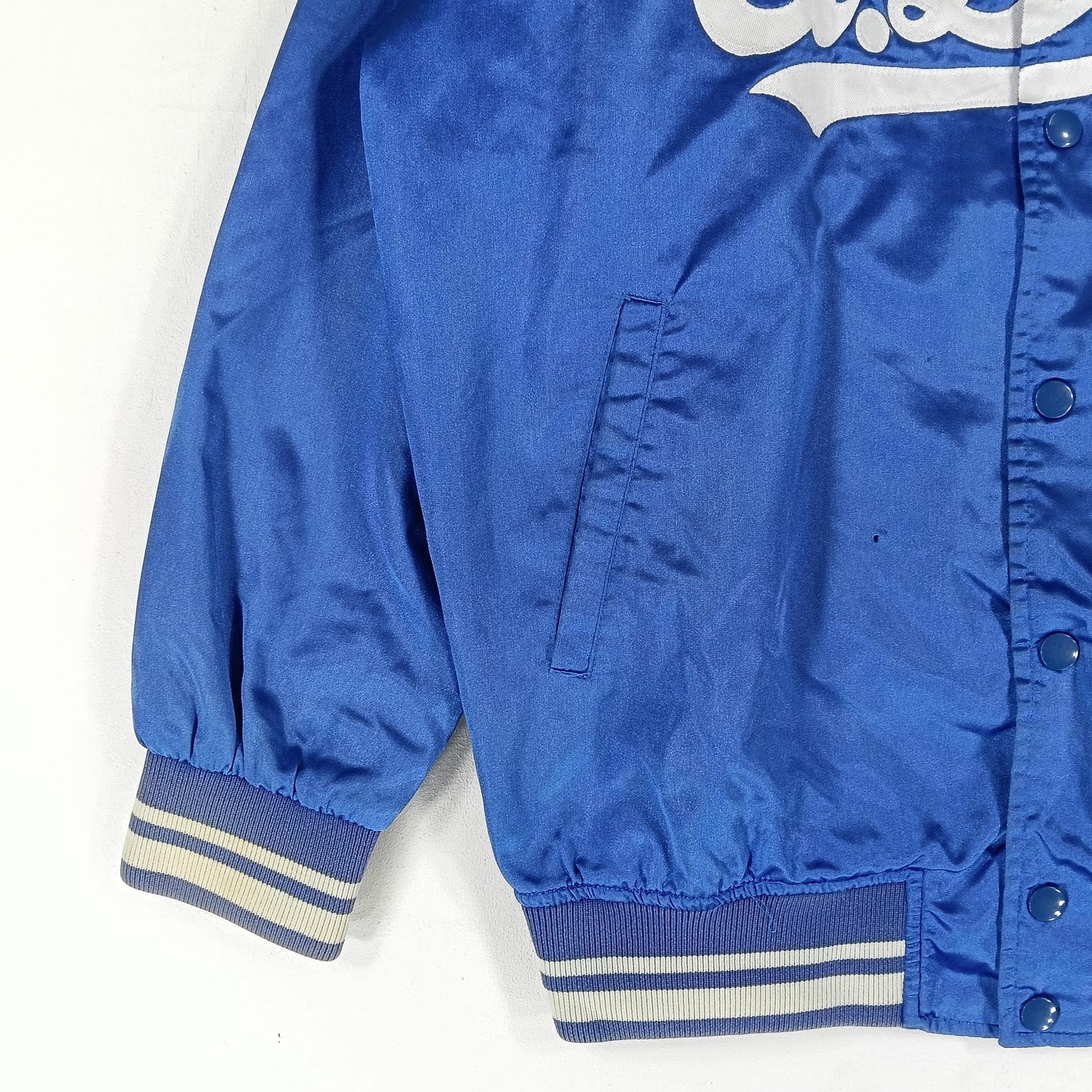 Vintage 90's American Baseball Team Varsity Satin Blue Medium Jacket ...
