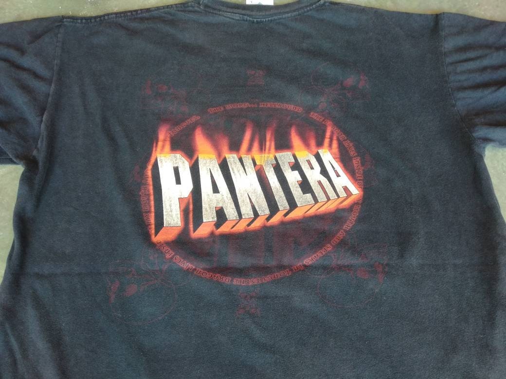 Vintage PANTERA 90's American Band Heavy Metal Black Large T Shirt ...