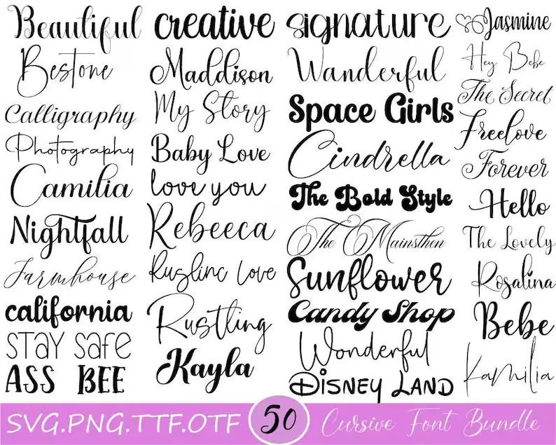 The Ultimate 50 Fonts Font Bundle, Cricut, Canva Font, Script Font ...